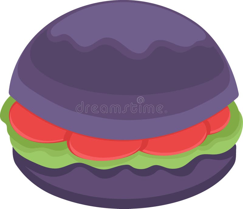 Flat Illustration Icon Symbol, New Burger Menu with Purple Taro Bread ...