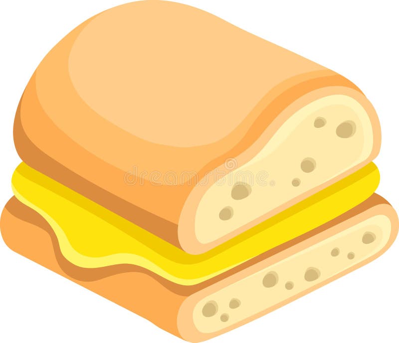 Flat Illustration Icon Symbol, Sandwich Bread with Cheese Filling for ...