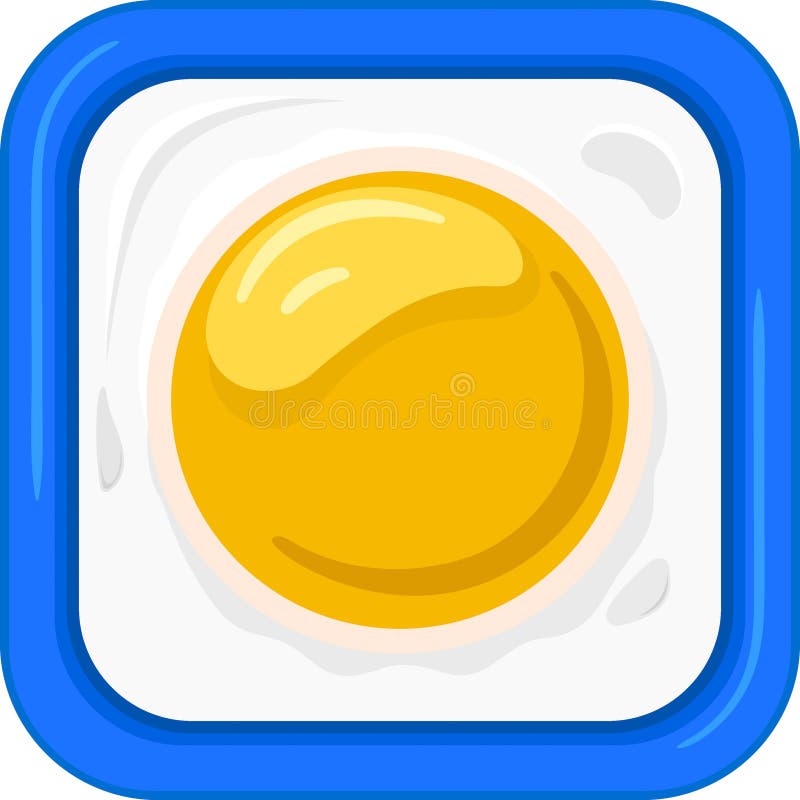 Flat Illustration Icon Symbol, Sunny Side Up Egg in a Bowl Stock Vector ...