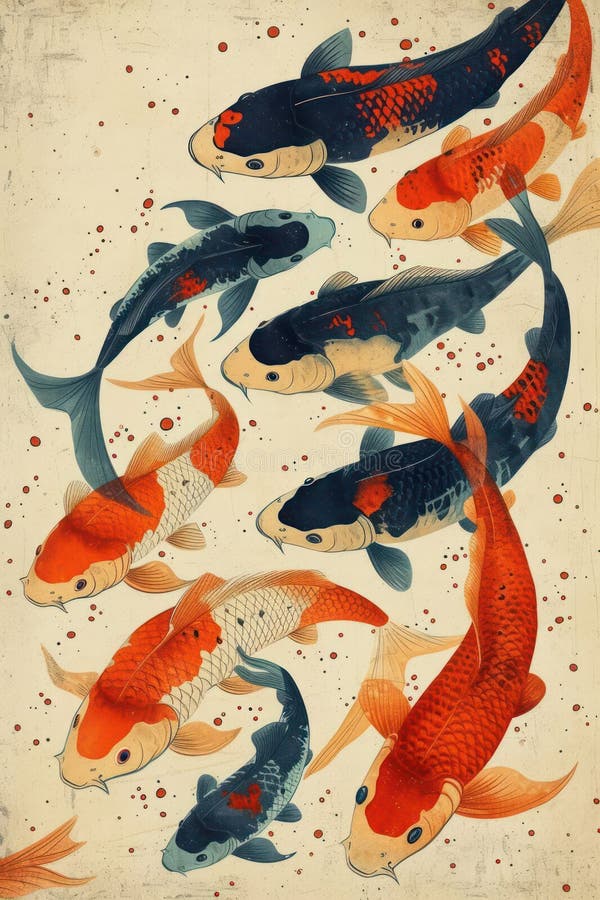 Flat Illustration of Koi Fish with Calming Colors Stock Illustration ...