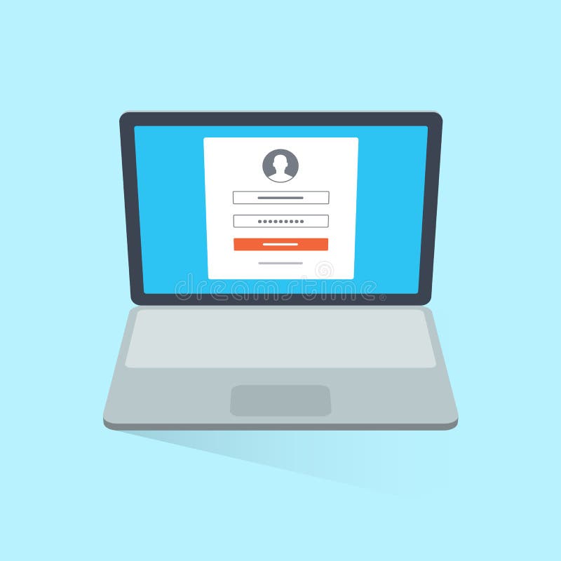 Computer with login icon stock illustration. Illustration of connection ...