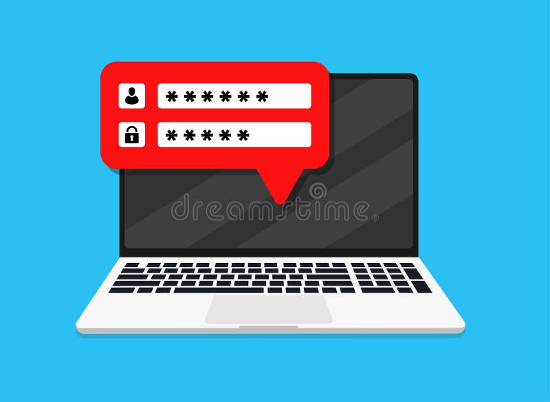 Flat Illustration Laptop with User Login Laptop Stock Vector ...