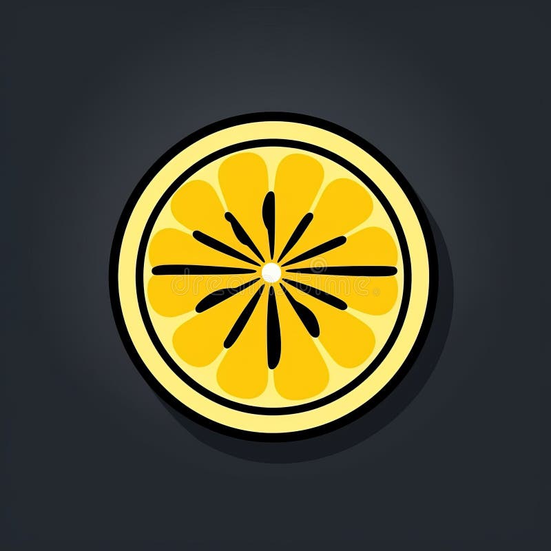 Colorful Lemon Slice Icon on Black Background Stock Image - Image of ...
