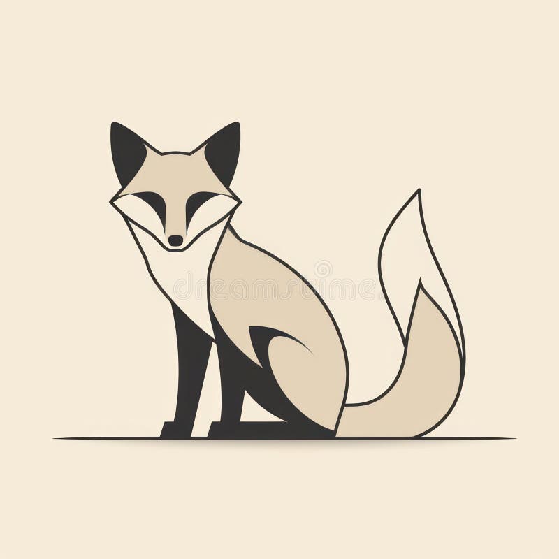 Flat Illustration Line Art Minimal Arctic Fox Black Line Stock ...