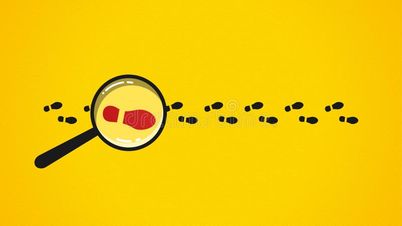 Flat Illustration of Magnifying Glass and Footprints. the Concept of ...