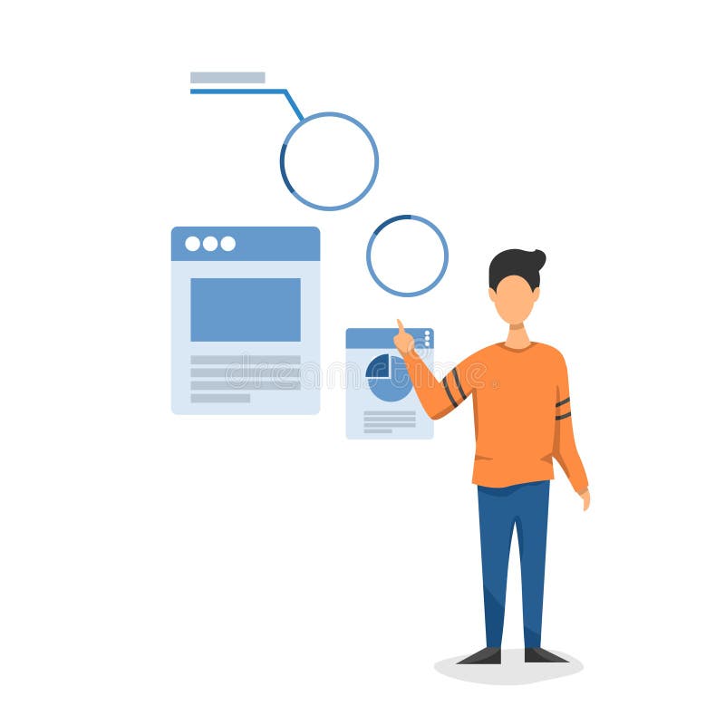 Flat Illustration Man and High Technology Analysis Stock Vector ...