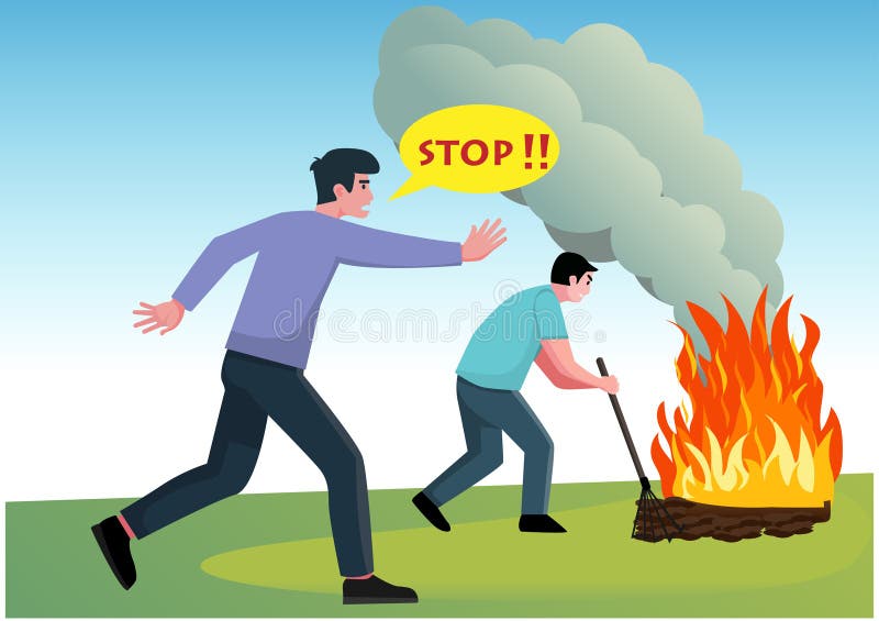 Flat Illustration. a Man Stops Another Man Who is Setting Fire To ...
