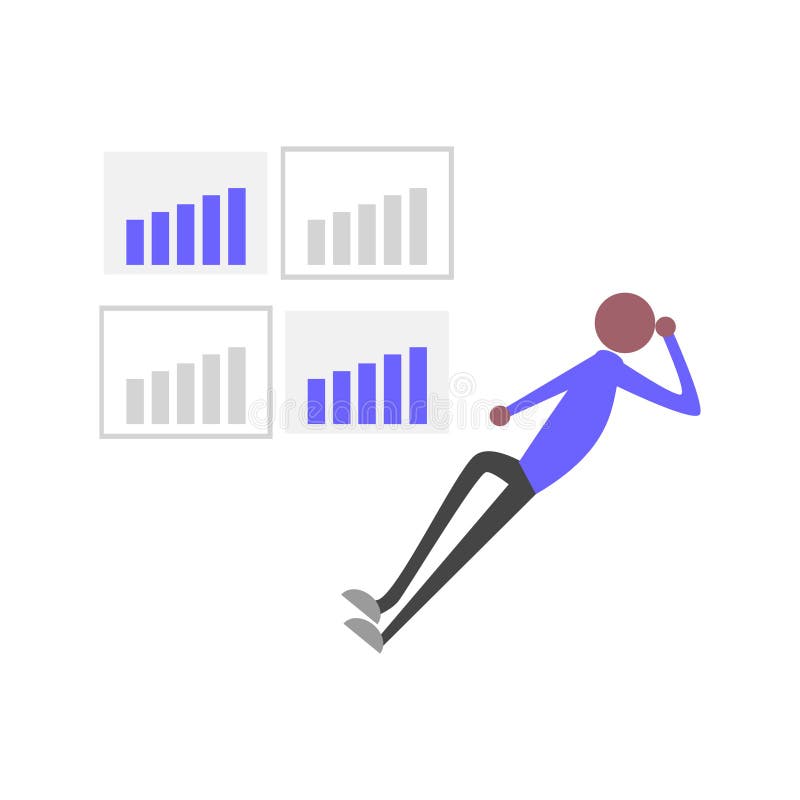 Man Monitoring Work Design Flat Illustration Stock Vector ...