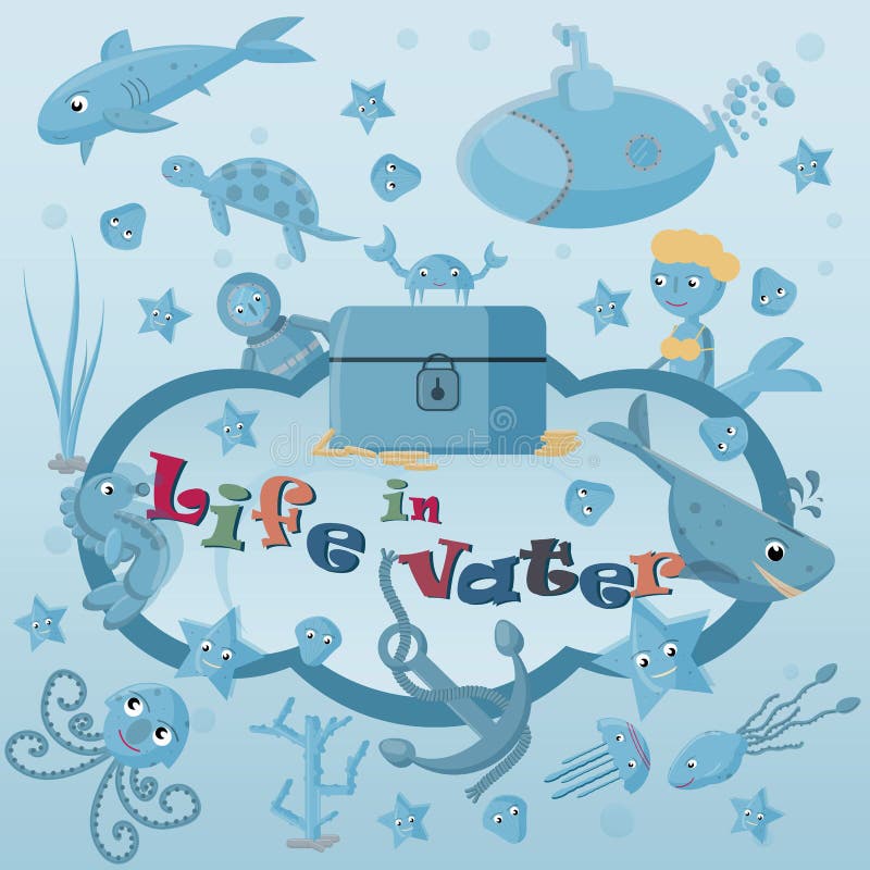 Flat Illustration_2_ on Marine Life, Underwater Life, Label or S Stock ...