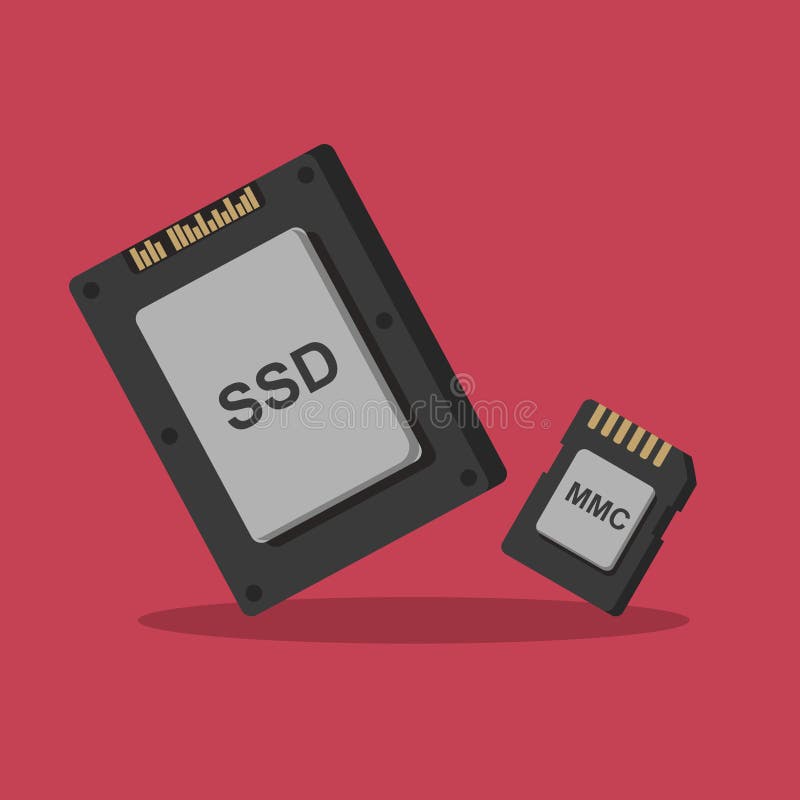 Flat Illustration Memory Card, Ssd and Mmc Card, Memory Internal and ...