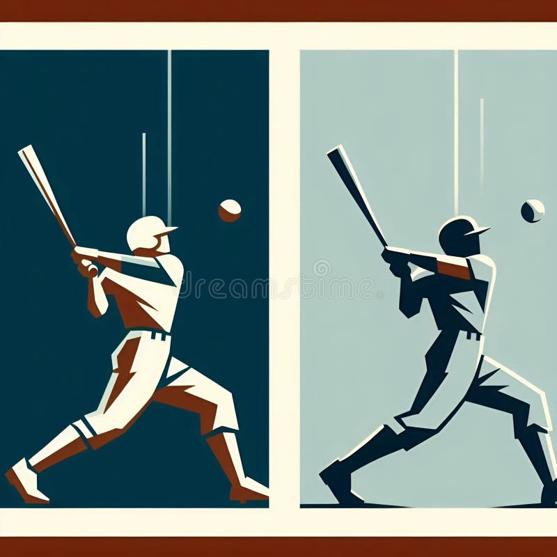 Flat Illustration of a Minimalist Baseball Poster, Using only Three ...