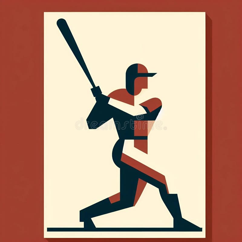Flat Illustration of a Minimalist Baseball Poster, Using only Three ...