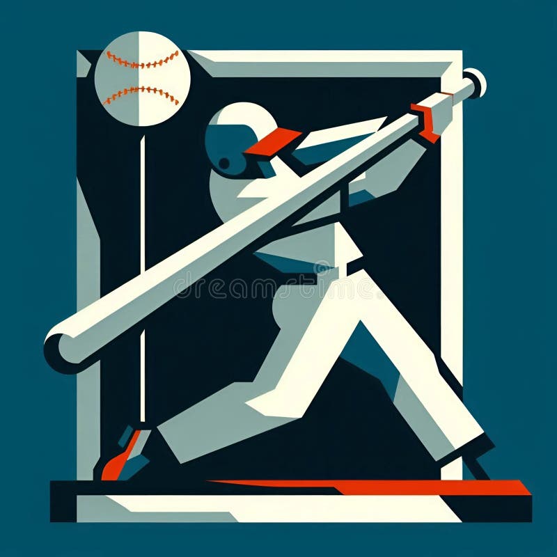 Flat Illustration of a Minimalist Baseball Poster, Using only Three ...
