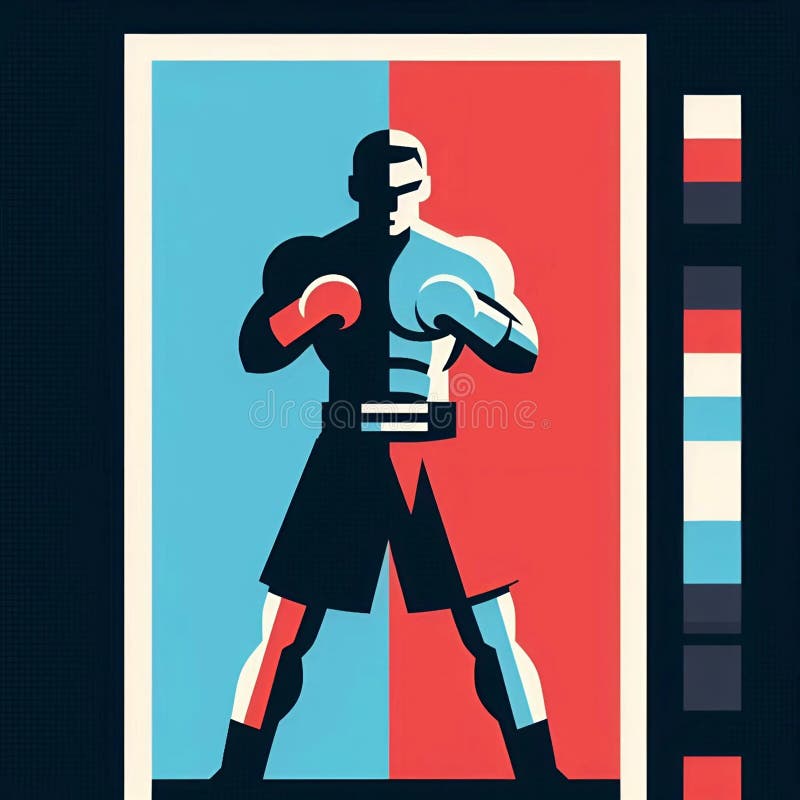 Flat Illustration of a Minimalist Boxing Poster, Using only Three ...