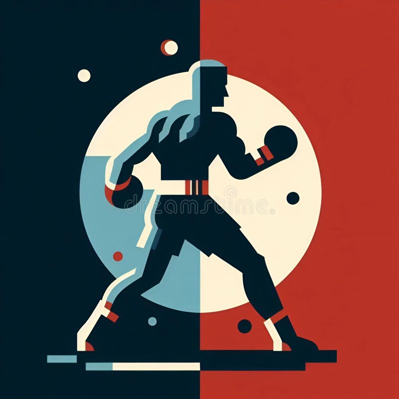 Flat Illustration of a Minimalist Boxing Poster, Using only Three ...