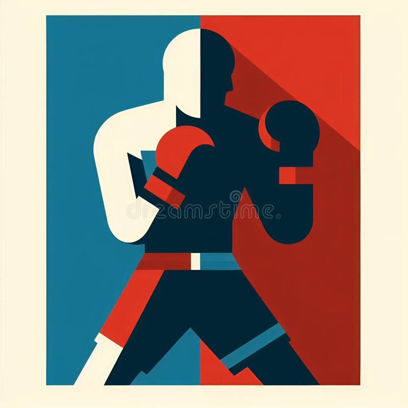 Flat Illustration of a Minimalist Boxing Poster, Using only Three ...