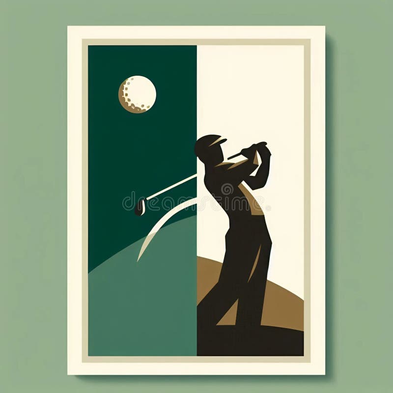Flat Illustration of a Minimalist Golf Poster, Using only Three Colors ...