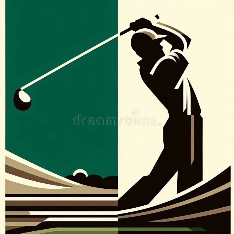 Flat Illustration of a Minimalist Golf Poster, Using only Three Colors ...