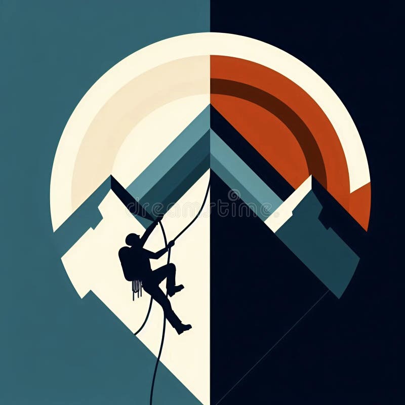 Flat Illustration of a Minimalist Mountaineering Poster, Using only ...