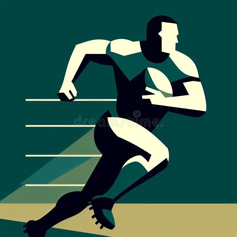 Flat Illustration of a Minimalist Rugby Poster, Using only Three Colors ...