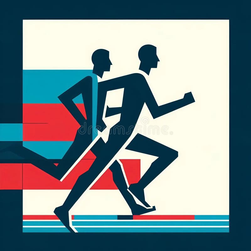 Flat Illustration of a Minimalist Running Race Poster, Using only Three ...