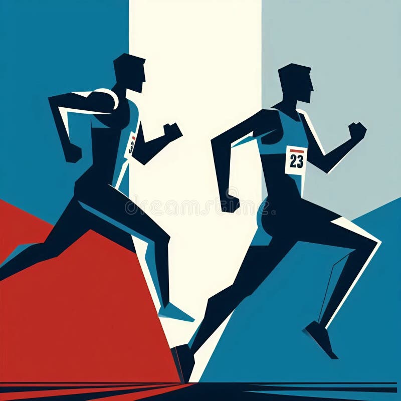 Flat Illustration of a Minimalist Running Race Poster, Using only Three ...