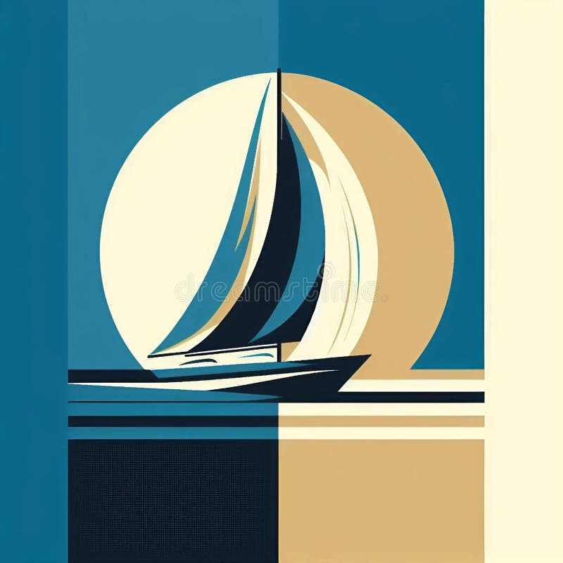 Flat Illustration of a Minimalist Sailing Poster, Using only Three ...