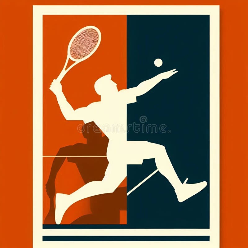 Flat Illustration of a Minimalist Tennis Poster, Using only Three ...