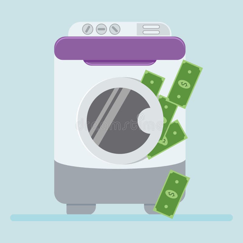 Flat Illustration Money Laundry, Money, Washing Machine Stock Vector ...