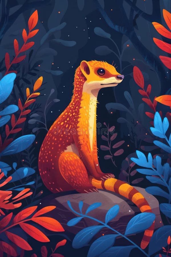 Flat Illustration of Mongoose with Calming Colors Stock Illustration ...