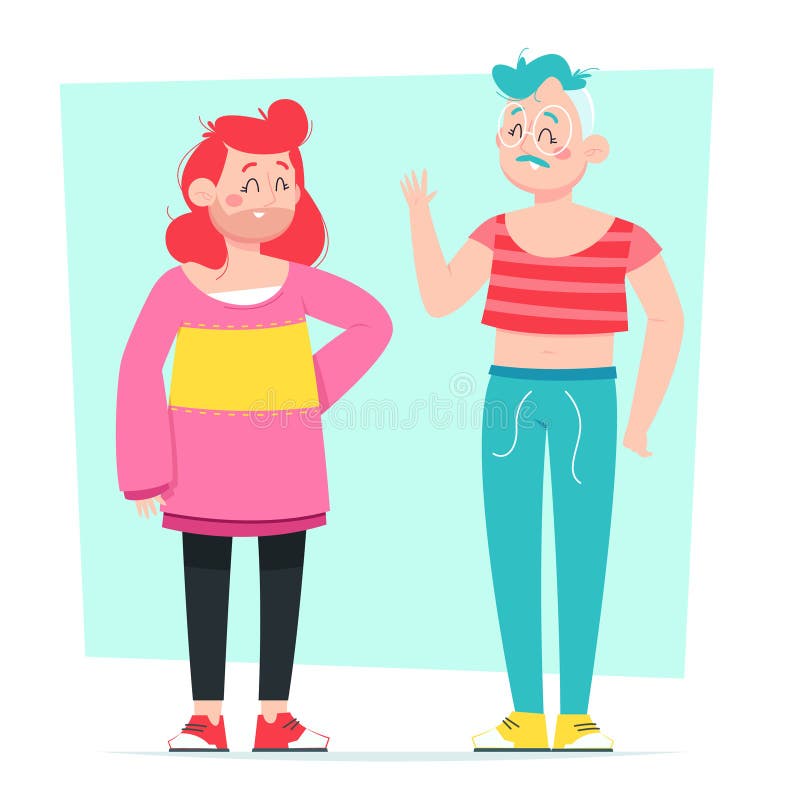 Flat Non-binary People Illustration Vector Illustration. Stock Vector ...