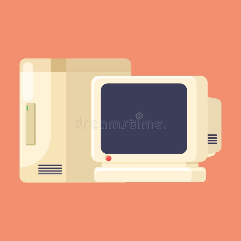 Flat Illustration Old Computer Style, Old School Style, Pc Desktop ...