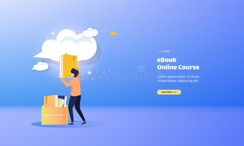 An Online Course with Illustration of EBook Download Concepts Stock ...