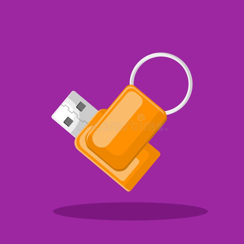 Flat Illustration Orange Usb Flashdisk, Usb Device, Small Memory with ...