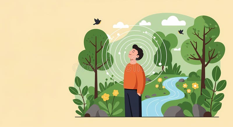 Conceptual Flat Illustration of Auditory Grounding in Nature with Sound ...