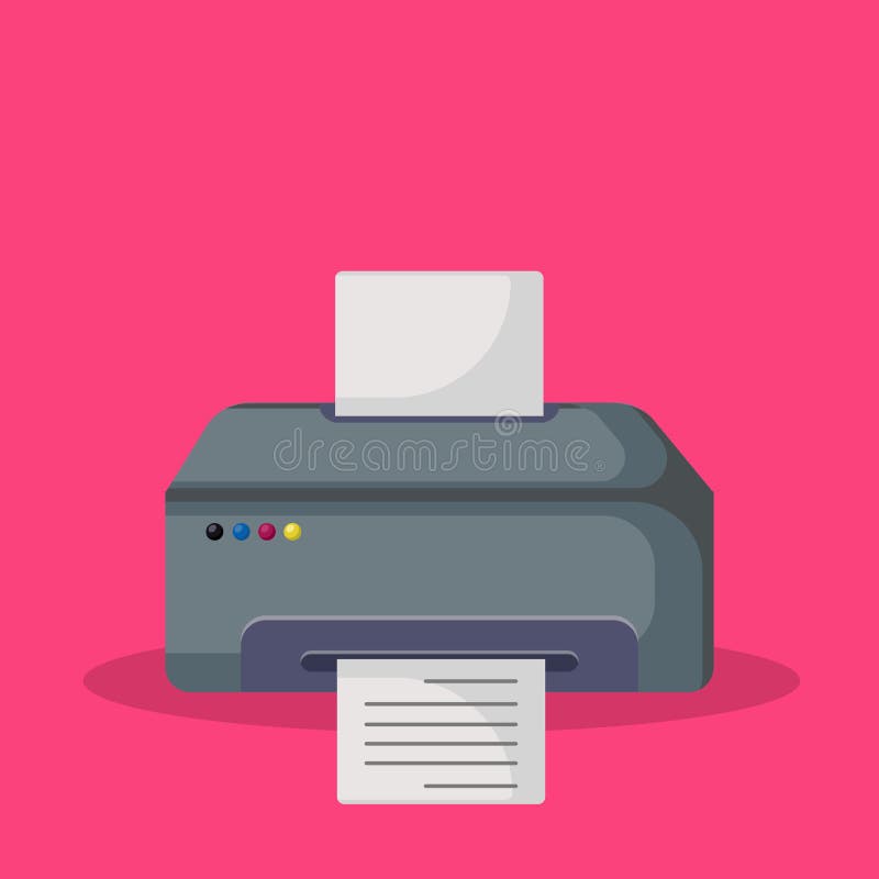 Flat Illustration Printer Machine with Paper with Modern Design Stock ...