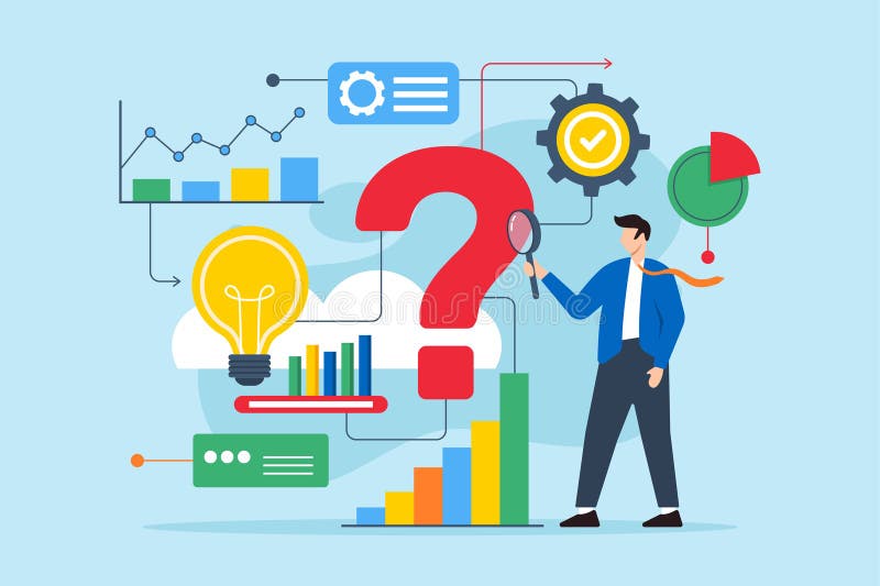 Flat Illustration of Professional Analyzing Question Mark Symbol To ...
