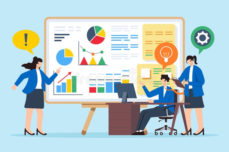 Flat Illustration of Professionals Brainstorming Solutions To Overcome ...