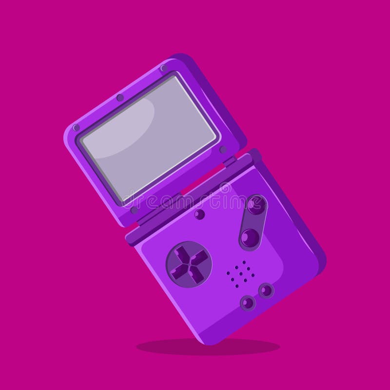 Flat Illustration Purple Classic Gameboy with Analog Button Stock ...