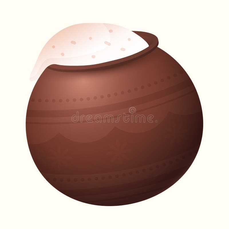 Flat Illustration of Rice Leaking Out of Mud Pot on Beige Stock ...