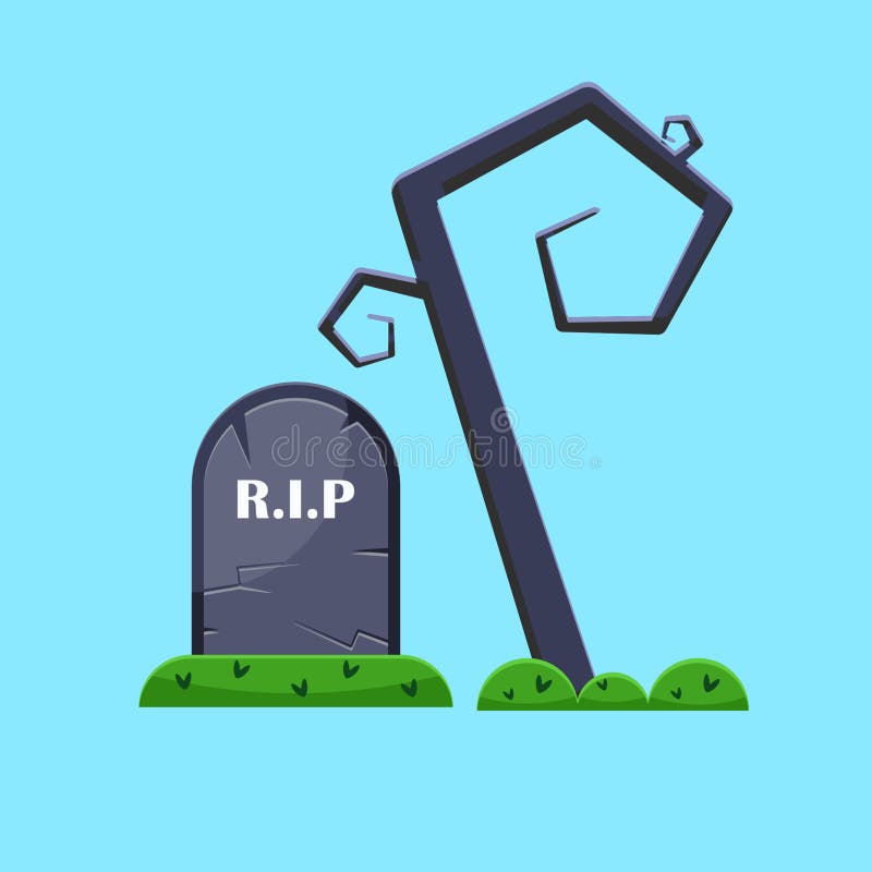 Flat Illustration Rip Scary Graveyard with Dry Trees and Tombstones ...
