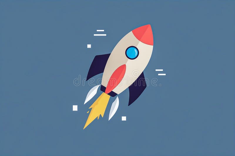 Flat Illustration of a Rocket Launching Upward, Symbolizing Growth ...