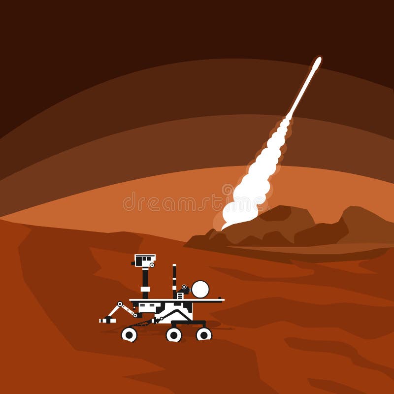 Flat Illustration of the Rover on Mars Stock Vector - Illustration of ...