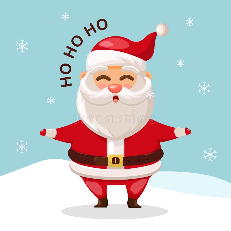 Flat Illustration Santa Claus with Ho Ho Ho Text Christmas Elements ...