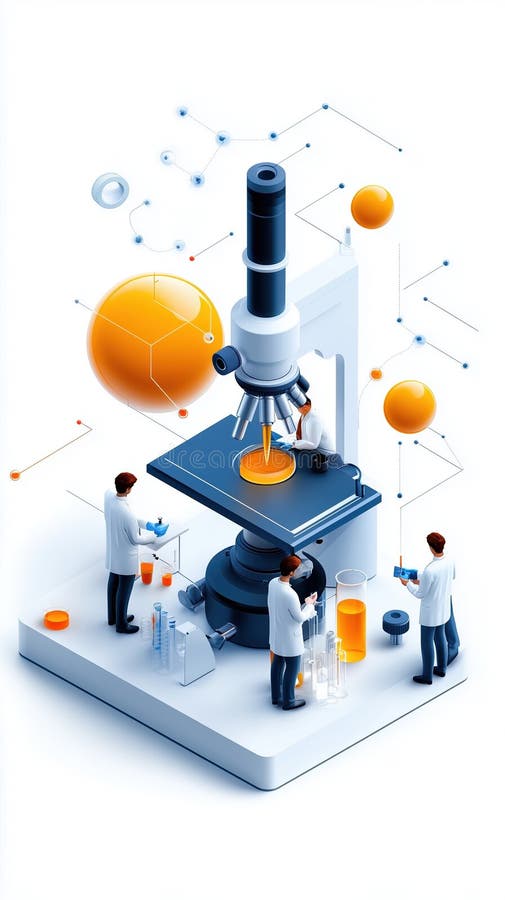 Flat Illustration of Scientific Breakthrough Microscopic Exploration in ...