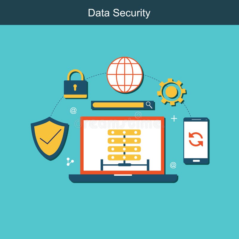 Flat Illustration of Security Center. Lock with Chain Around Lap Stock ...