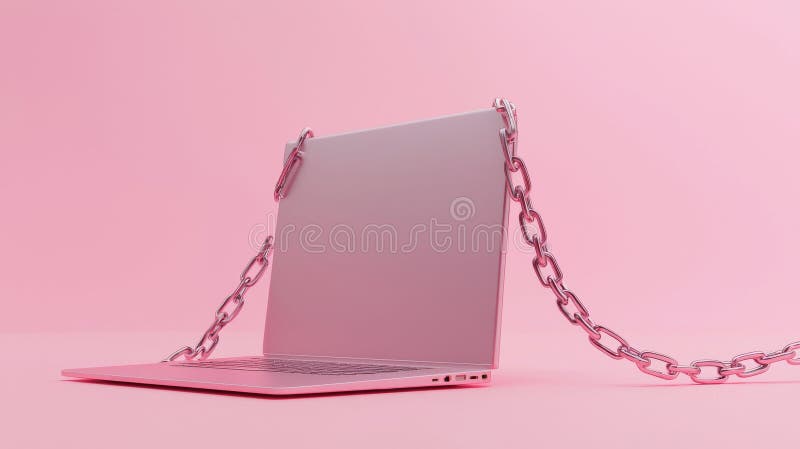 A Flat Illustration of a Security Center with a Lock and Chain Around a ...