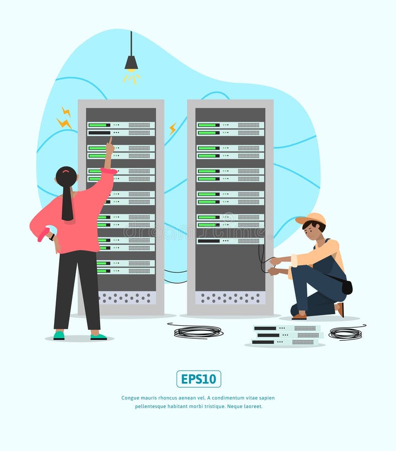 Flat Illustration, Server Error, Server Maintenance Stock Vector ...