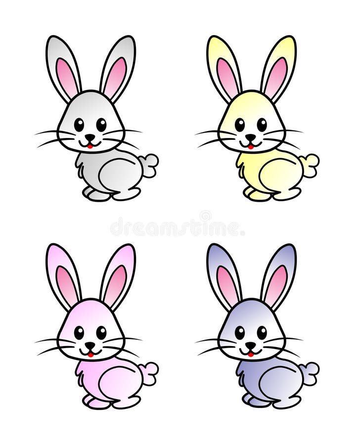 A Flat Illustration of a Set of 4 Rabbits Stock Illustration ...
