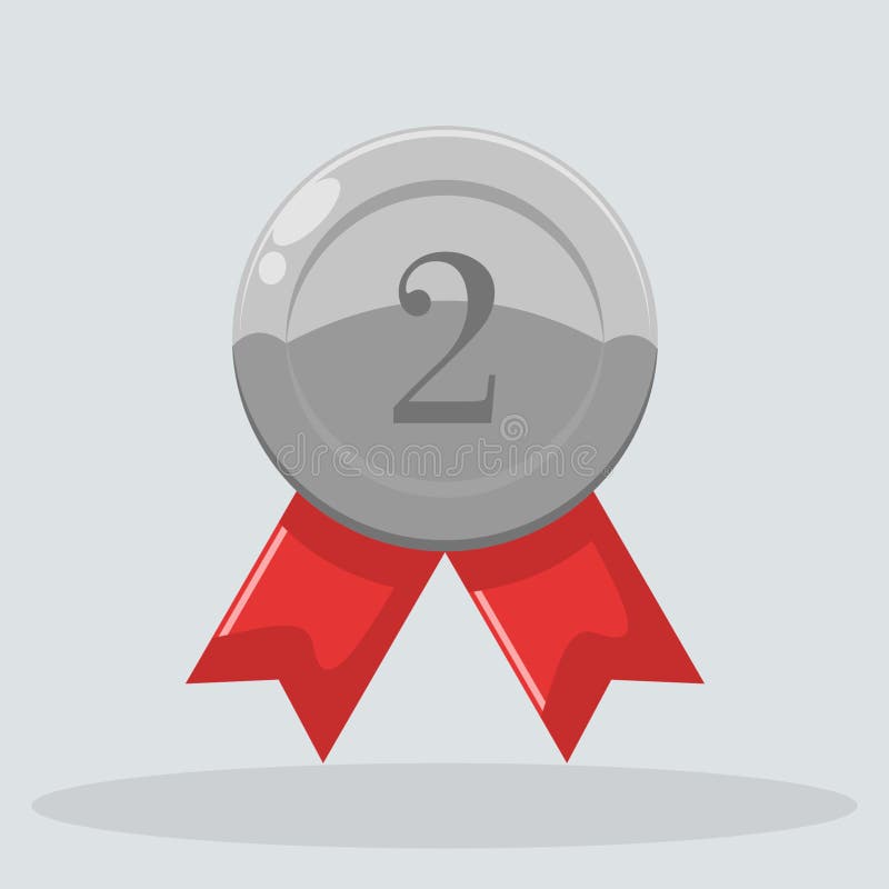 Flat Illustration Silver Medal, the Winner, Number Two Stock Vector ...